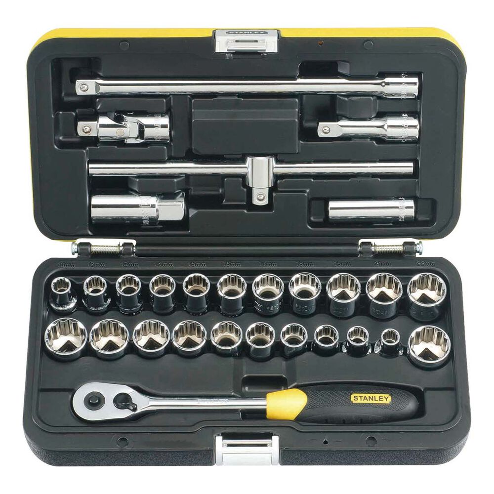 Stanley Socket Set 1/2" Drive Metric/SAE 29 Piece | Supercheap Auto