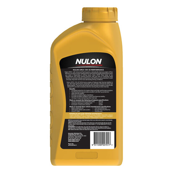 Nulon Apex+ 5W-40 Performance Engine Oil 1 Litre | Supercheap Auto