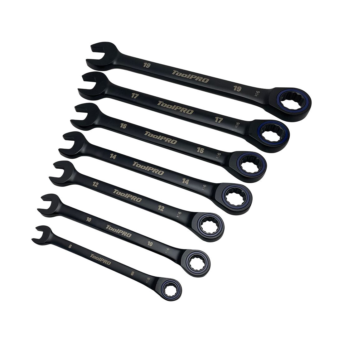 ToolPRO Black Ratchet Spanner Set 90-Tooth 7 Piece | Supercheap Auto