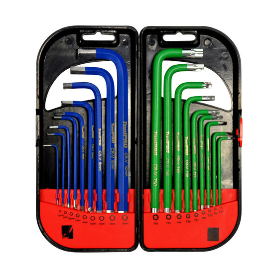 ToolPRO Long Hex Key Set - Metric & Torx, 18 Pieces | Supercheap Auto