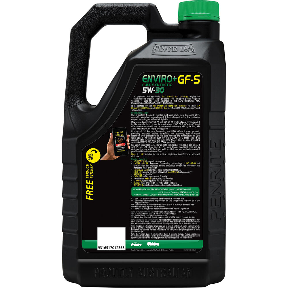 Penrite Enviro+ GF-S Engine Oil - 5W-30 5 Litre | Supercheap Auto