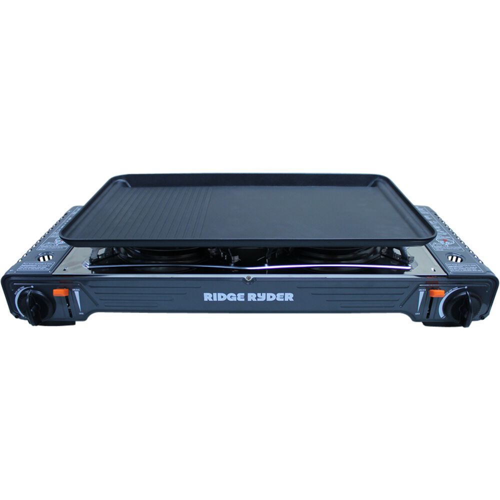 Ridge Ryder Butane Stove Double Burner Steel Plate | Supercheap Auto