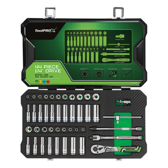 ToolPRO-X Socket Set 1/4" Drive Metric/SAE 44 Piece | Supercheap Auto