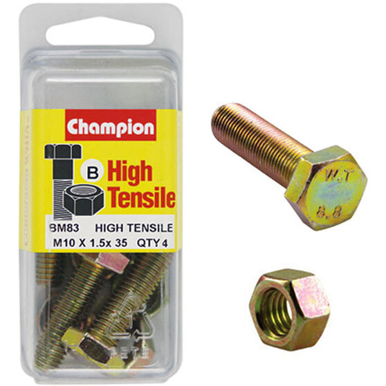 Champion High Tensile Bolts and Nuts BM83, M10x1.5 x 35mm | Supercheap Auto